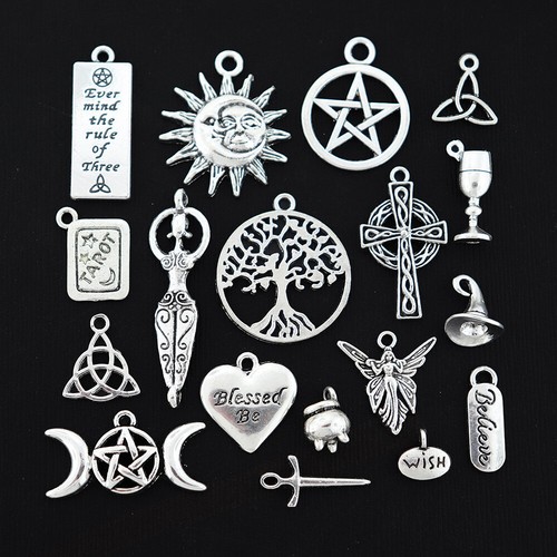 Wiccan Charm Collection Antique Silver Tone 18 Different Charms ...