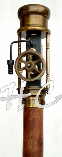 Antique STEAM ENGINE Handle Nautical Brown Wooden Walking Stick Cane In ...