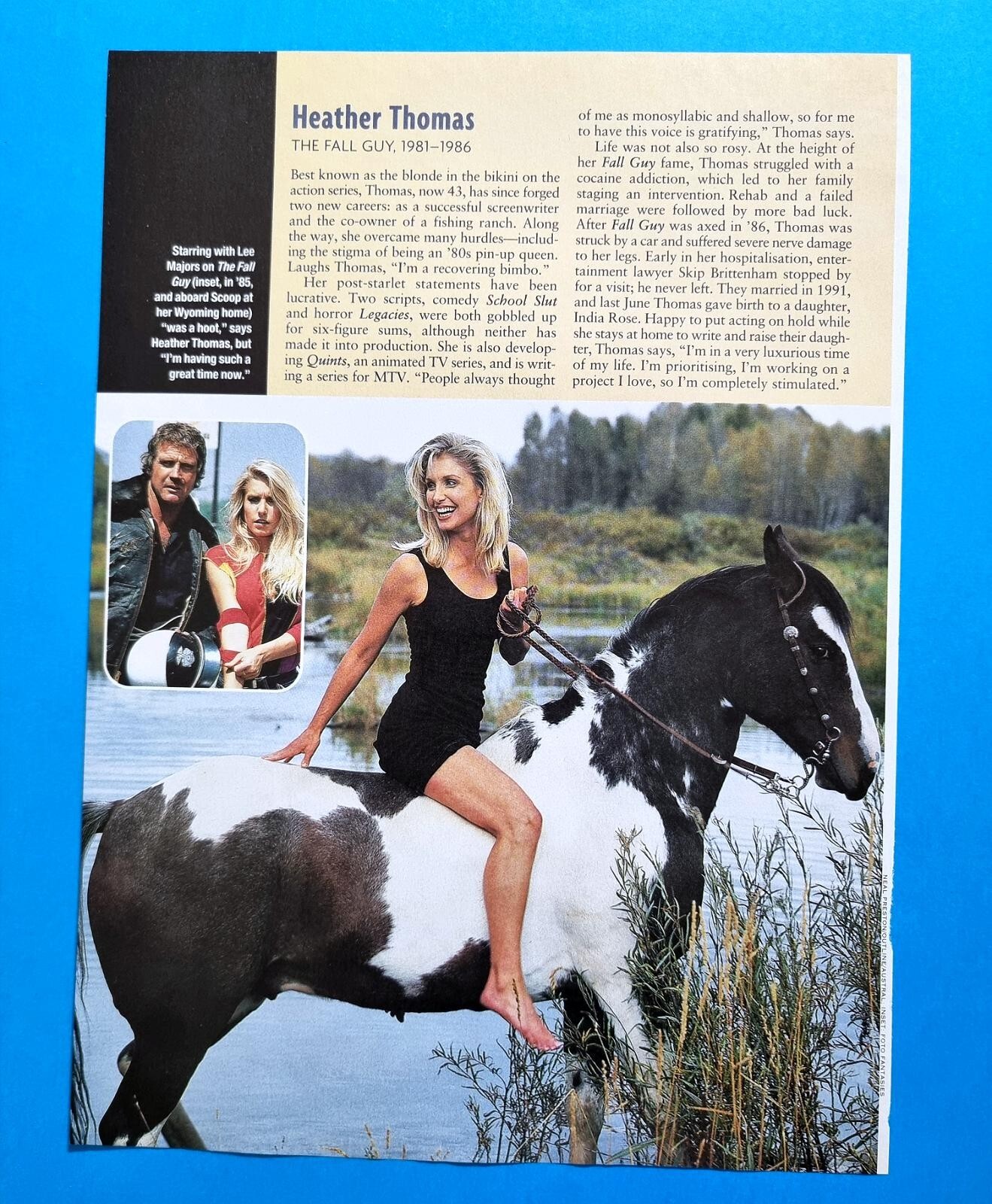 HEATHER THOMAS Lee Majors -Fall Guy Magazine Clipping Article Picture ...