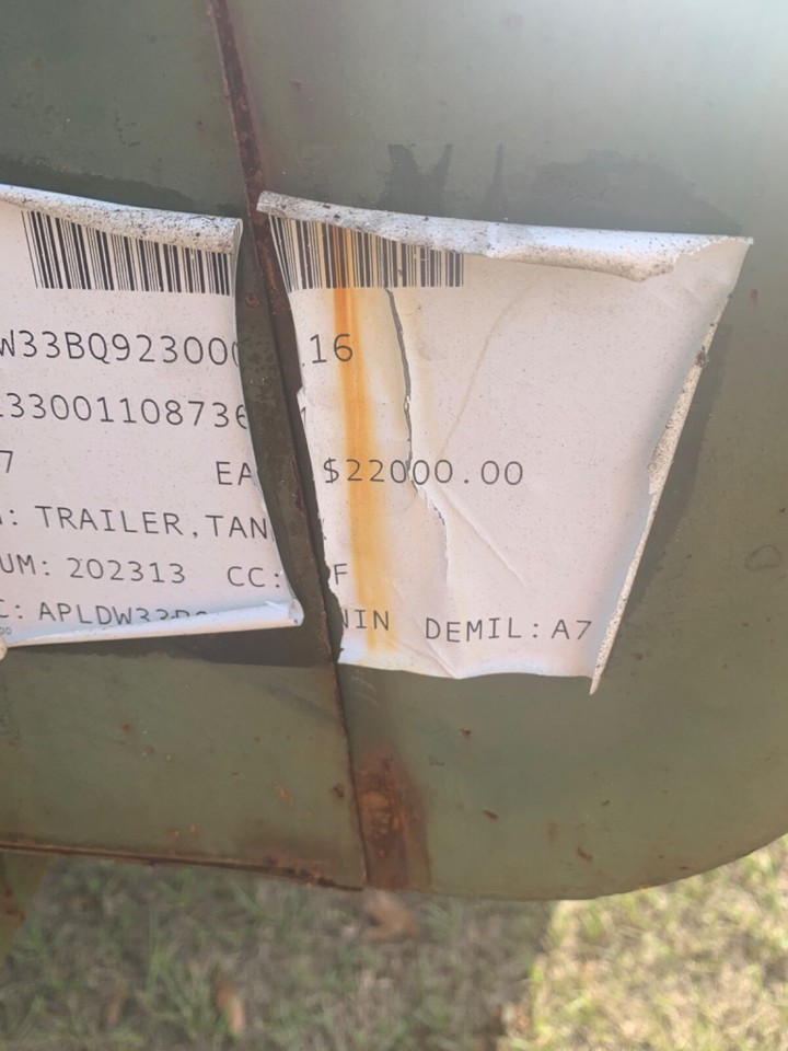 Water tank trailer - military surplus 2008 400 gallon water buffalo ...