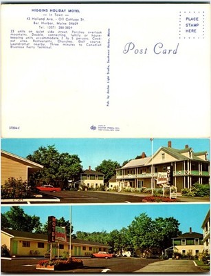 Bar Harbor ME Higgins Holiday Motel Chrome Postcard 2 Views Dexter | eBay
