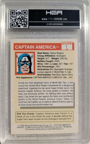 1990 Marvel Universe CAPTAIN AMERICA #1 HGA 9.5 Custom Label "POP 1" | eBay