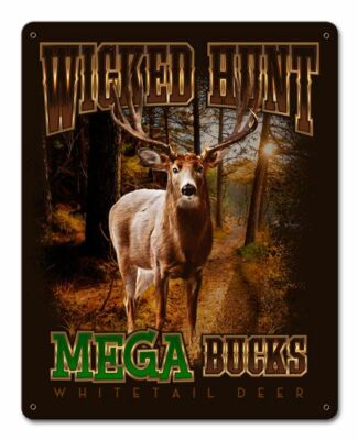 WICKED HUNT MEGA BUCKS WHITETAIL DEER 15" HEAVY DUTY USA MADE DECOR ...