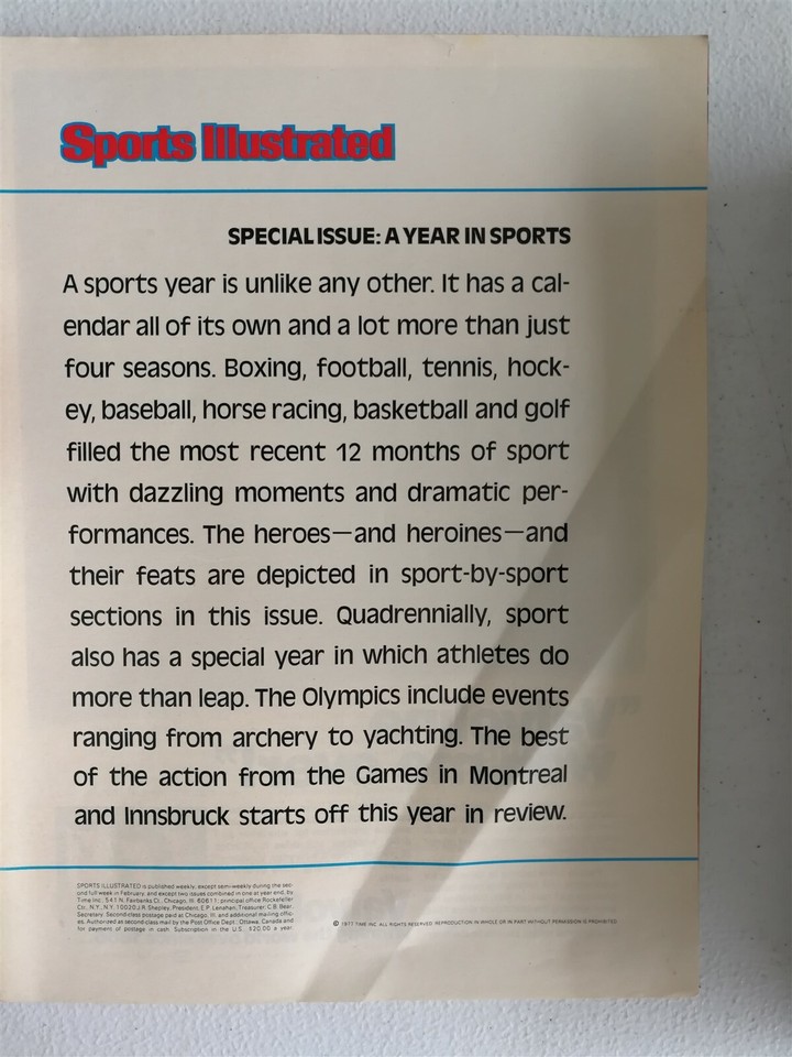 Sports Illustrated 1977 - A Special Issue The Year in Sports | eBay