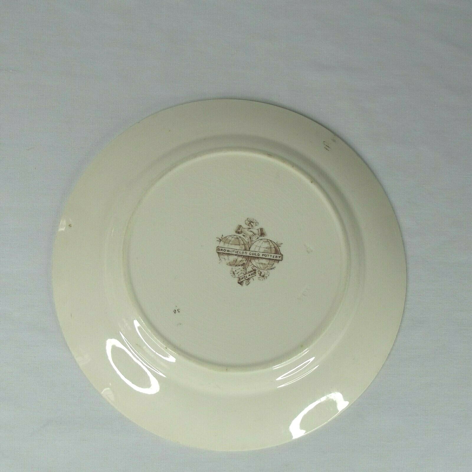 Brownfields Guild Pottery Moltke Pattern Brown Transfer 9 1/2” Plate ...