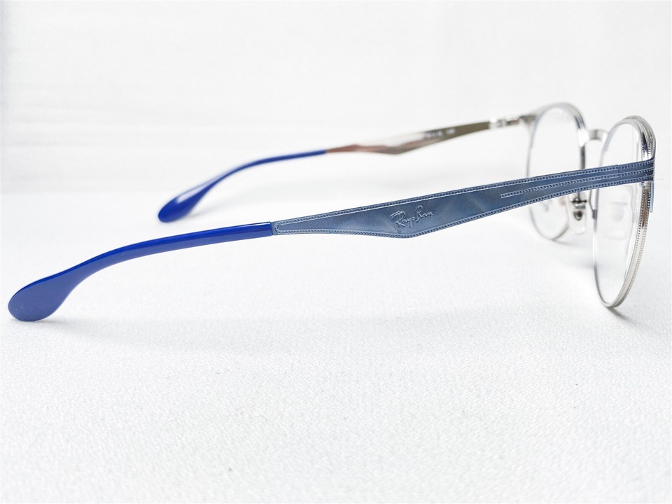 NEW Ray Ban RB6406 3025 Unisex Silver on Top Blue Round Eyeglasses ...