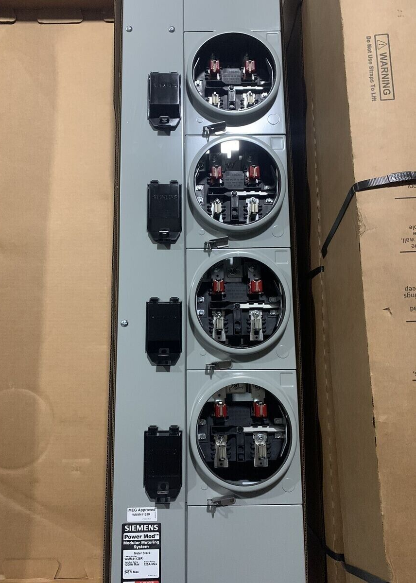 Siemens 4 (gang) Meter WMM41125 120/240 VAC 125 Amp 1-Phase, 65 kA 3 ...