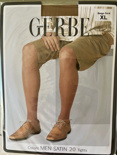 COLLANT GERBE MEN SATIN 20 Den coloris BEIGE DORE Taille XL | eBay