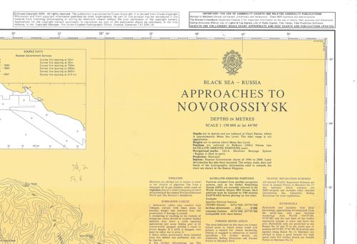 3311 Black Sea Russia Approaches To Novorossiysk Chart Map Marine Wall ...