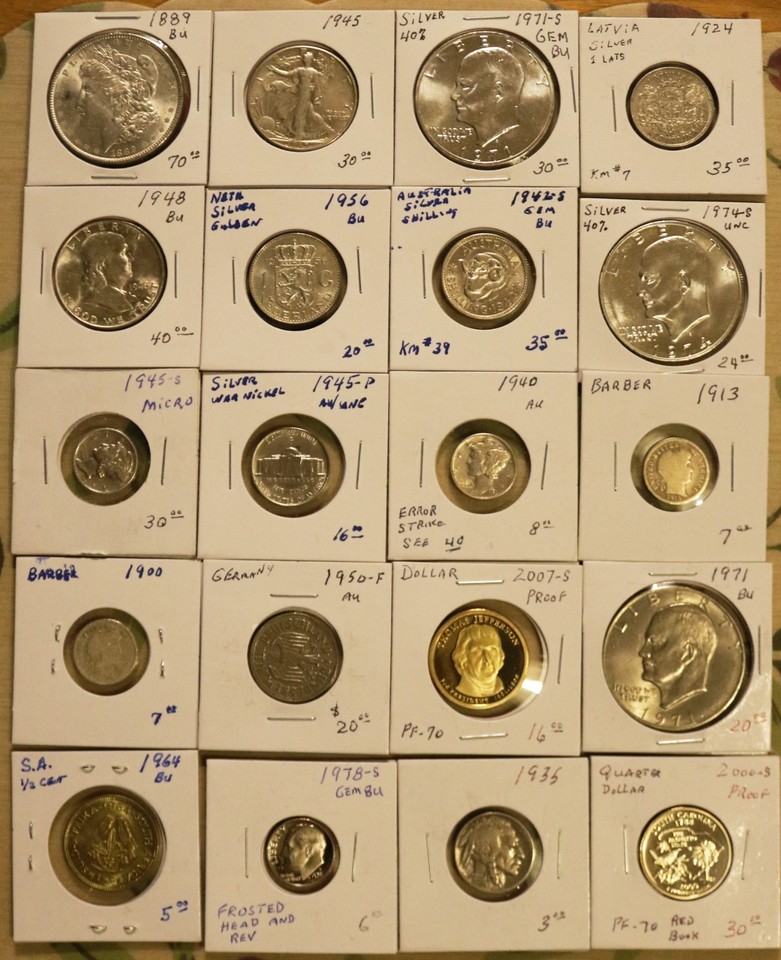 20 coin silver lot, dollars, halves,etc Val $452 | eBay