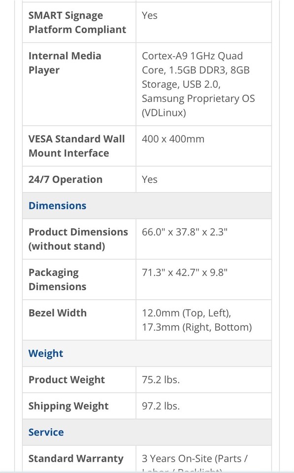 Samsung 75" LED Display DM75E-BR E-board Digital Signage Display | eBay