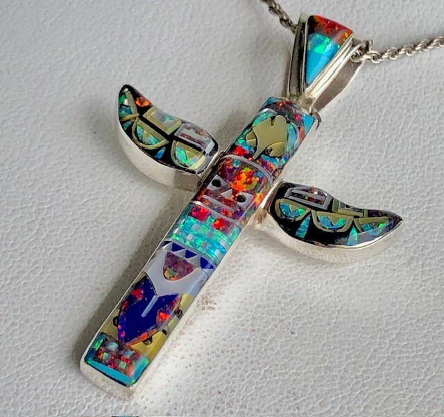 SEE VIDEO First Nations Native Totem Pole Cross Pendant Silver Ox Blood ...