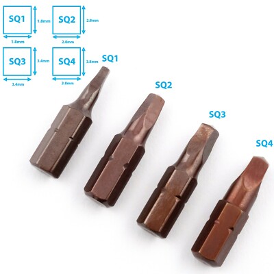 4pcs SQ1 To SQ4 Square 4 Point Magnetic Hex Driver Bit Robertson ...