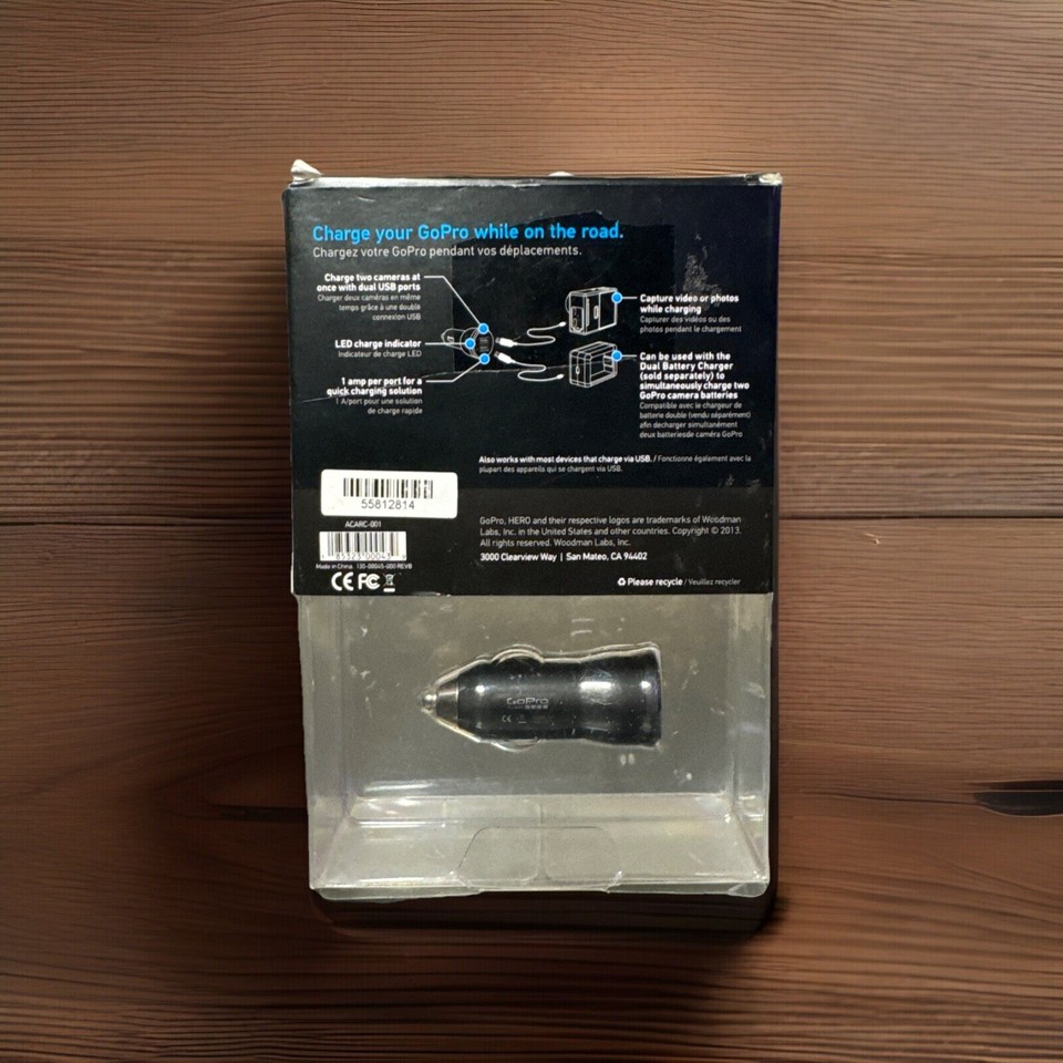 GoPro Auto Charger with Dual USB Ports for ALL GoPro Cameras ACARC-001 ...
