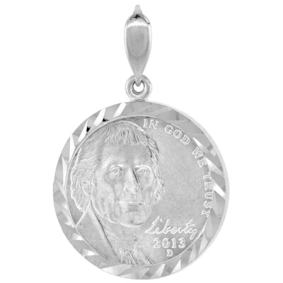 925 Sterling Silver 5 Cent Nickel Coin Bezel 21mm Diamond Cut Prong Cut ...