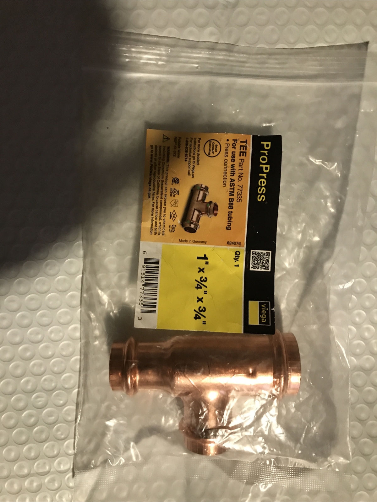 Viega ProPress Tee 1” /4” /4” - #77335 use with ASTM B88 for sale ...