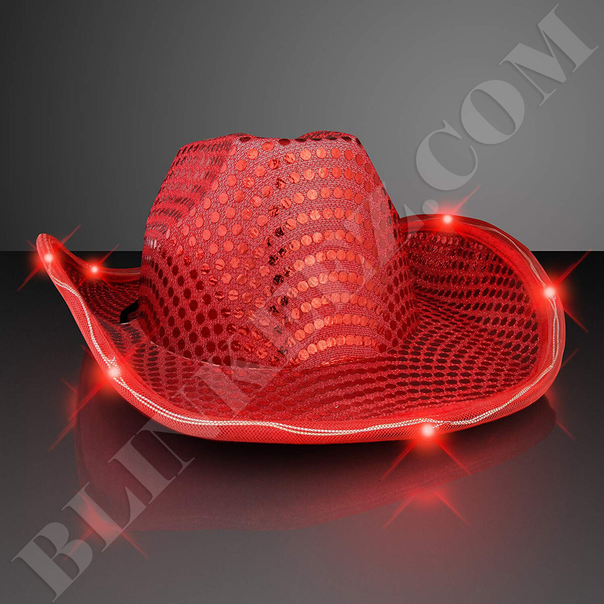 RED LED Cowboy Hat with RED Sequins - FUN Light Up Cowboy Hat | eBay