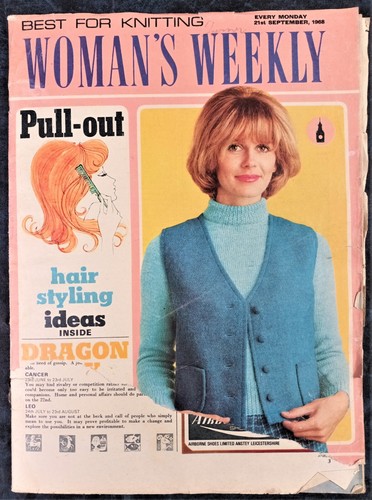 Woman's Weekly Vintage Magazine 21 September 1968 Knitting. Missing 41/ ...