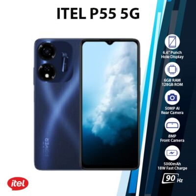 Itel P55 5G Android Mobile Phone (Blue/6GB+128GB/Unlocked/Dual SIM/NEW ...