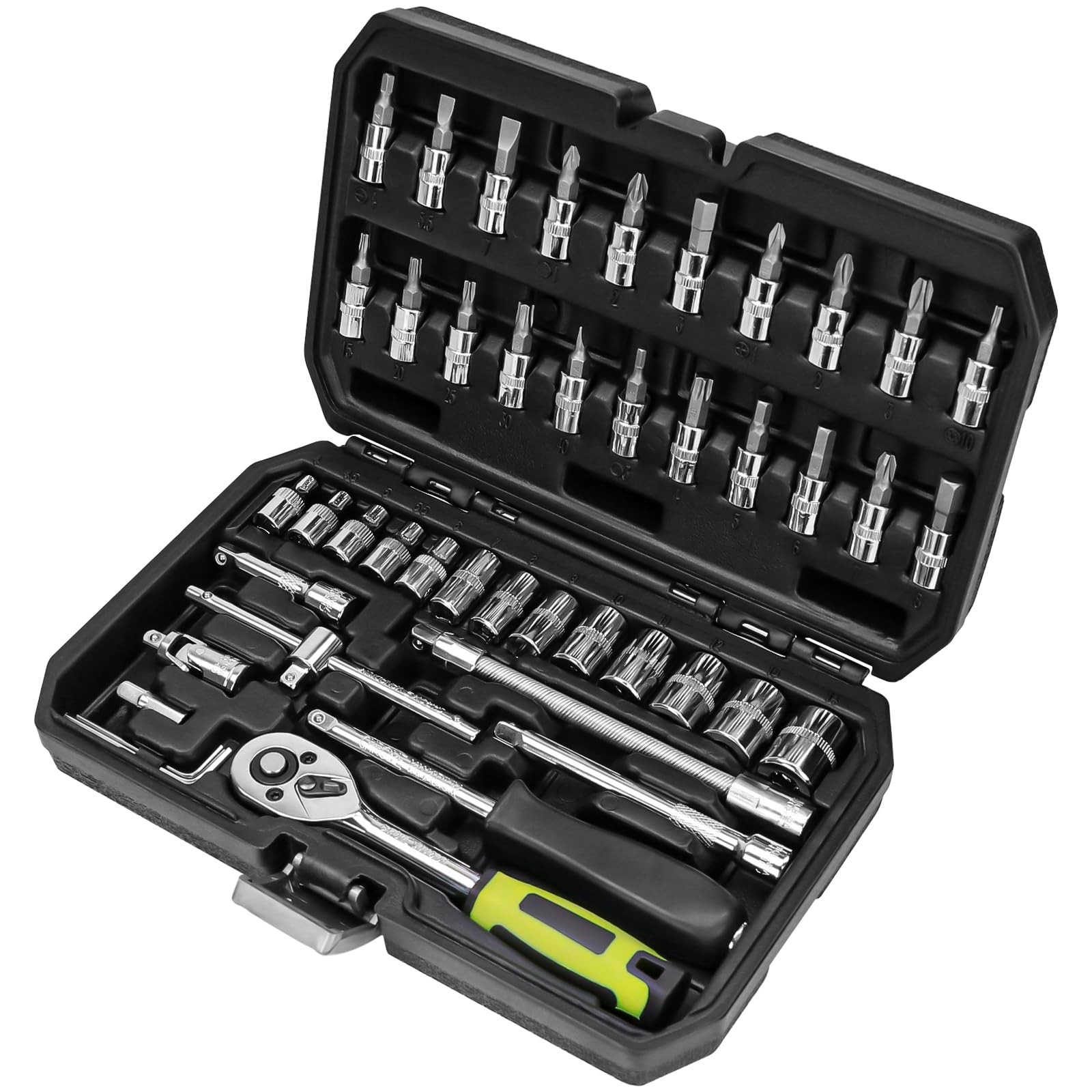 46 Pieces 1/4 Inch Drive Industrial Grade Socket Ratchet Wrench Set ...