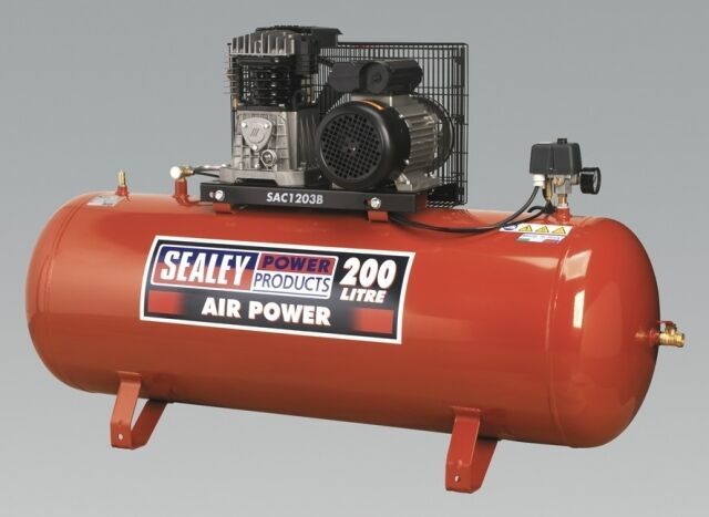 Sealey SAC1203B 200L 3 HP Stationary Compressor with Cast Cylinders ...