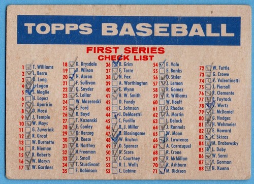 1957 Topps #NNO Checklist Series 1 & Series 2 Bazooka Ad LOW GRADE ...