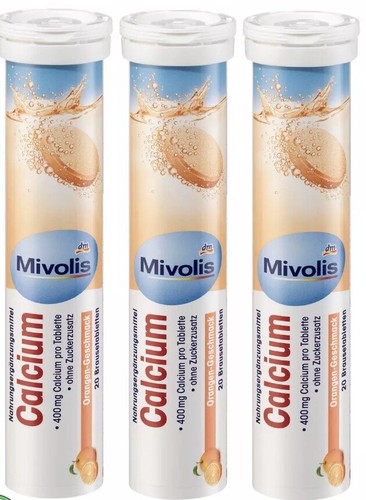 3 x 20pcs Mivolis Calcium comprimés effervescents 82 g Végétarien | eBay