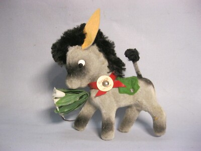 Kleiner alter Original Hemo Esel mit Blumen / ges. gesch. / Stofftier ...