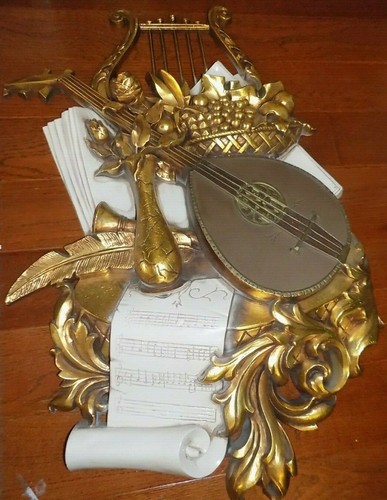 Vintage Syroco Music Wall Hanging Mandolin Harp Fruit - FREE SHIPPING ...