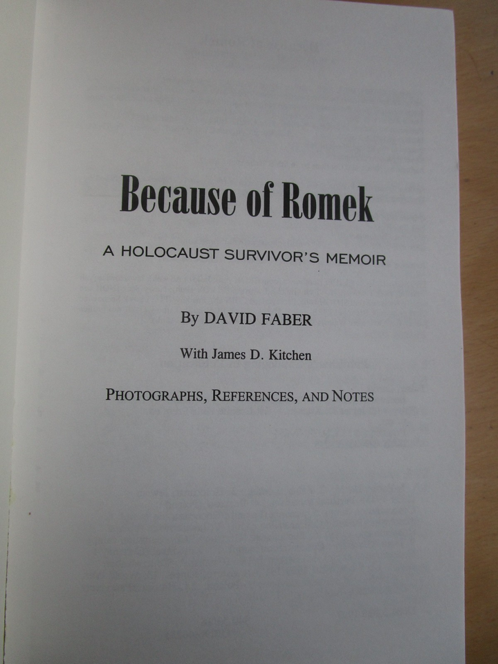 DAVID FABER BECAUSE OF ROMEK A HOLOCAUST SURVIVOR'S MEMOIR WW2 | eBay UK