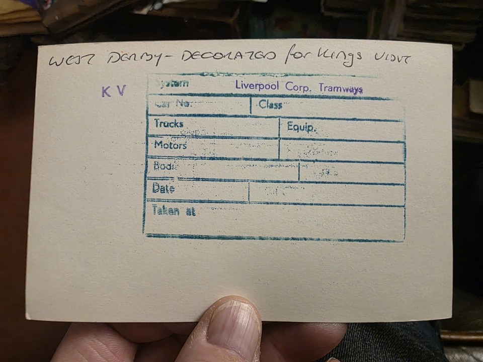 LIVERPOOL CORPORATION TRAMS. COPYRIGHT PHOTO. WEST DERBY DECORATED TRAM ...