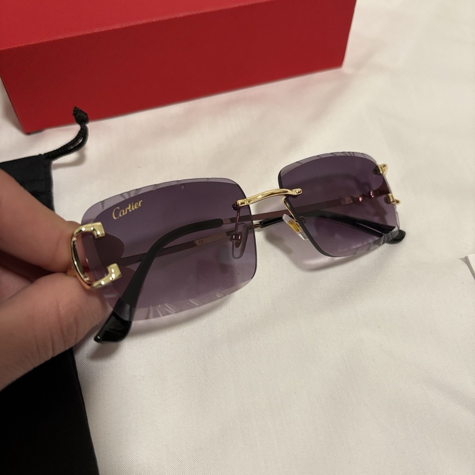 Cart ier Big C Diamond Cut purple Gold Frameless Lens | eBay