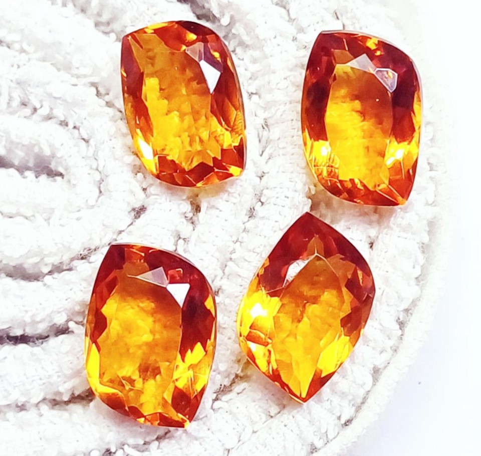 Brazilian Orange Citrine 10 to 12 Ct Certified 4 Pcs Lot Loose Gemstone ...