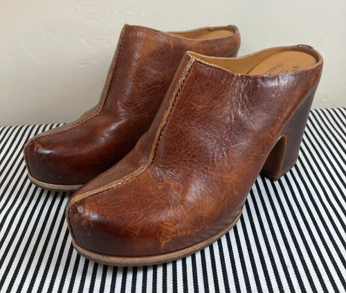 EUC Kork-Ease Sagano Rum Brown Leather Wrapped Mules Heel Clogs Women's ...