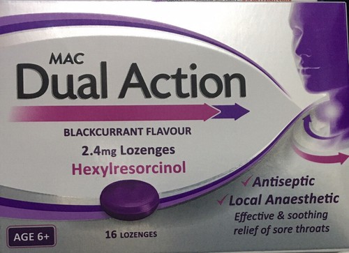 MAC Dual Action LOZENGES-2.4mg Lozenges -16 x Blackcurrant- Original In ...