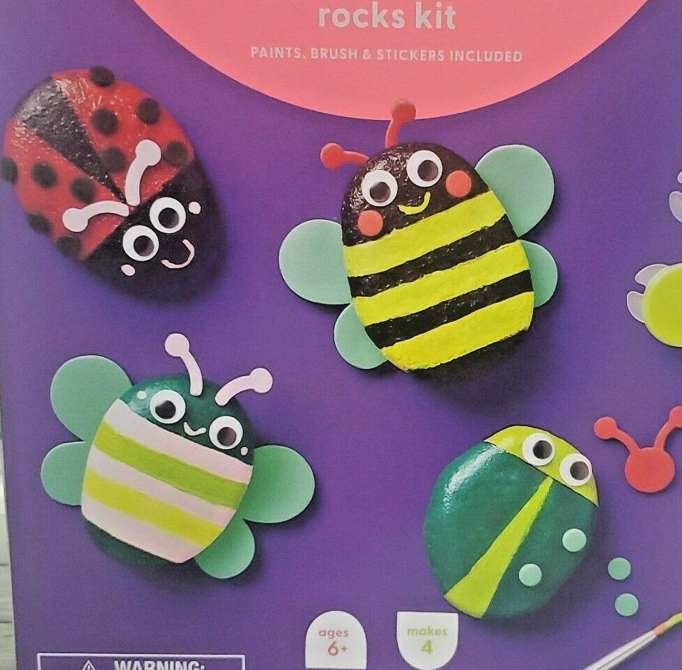 2X Paint Your Own Rocks Kit - Rocks, Paint, Brushes & Stickers - Mondo ...