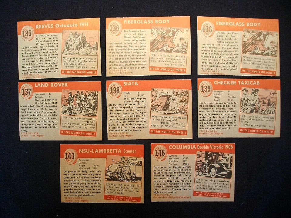 1954 Topps WORLD ON WHEELS cards NM/NM-MT + QUANTITY U PICK READ BEFORE ...