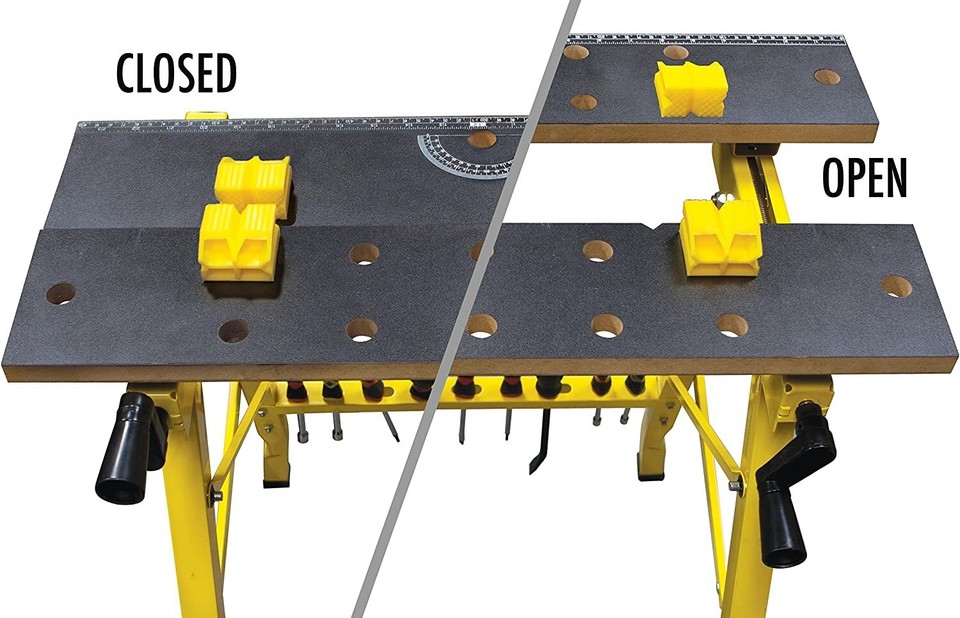 Folding Workbench Portable Vise Garage Steel Work Table Workshop Tool ...