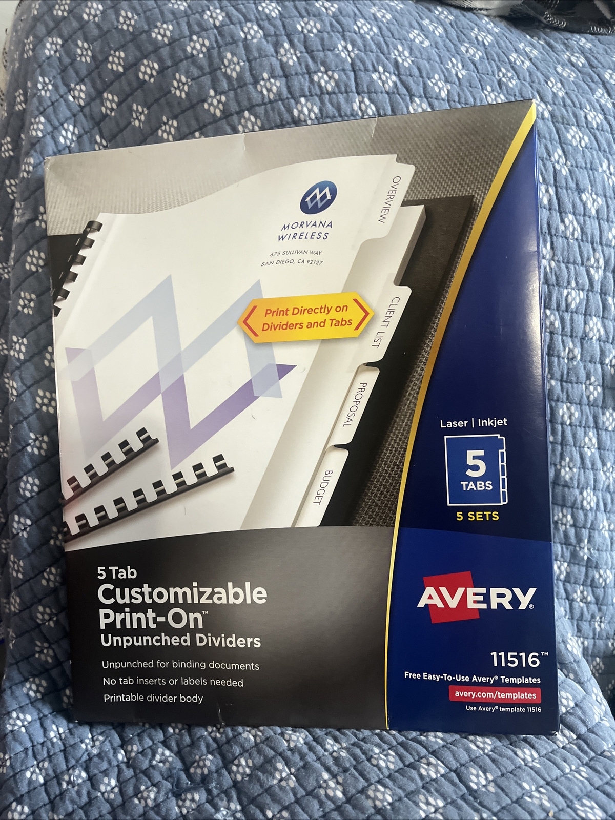 Avery 11516 Print-On 5-Tab Customizable Unpunched White Dividers, 5/Pk ...
