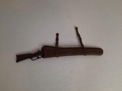 MARX JOHNNY WEST Vintage Cowboy BROWN TOY RIFLE WITH SCABBARD. Slight ...