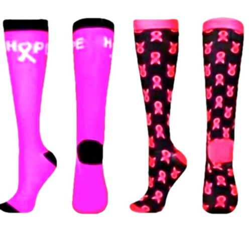 2 Pair Breast Cancer Awareness Compression Neuropathy Athletic Pink ...