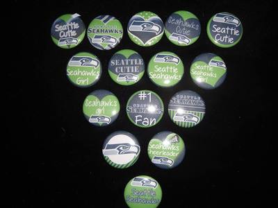 15 Seattle Seahawks flat back buttons or pin badge cabochons embellish ...