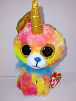 Ty Beanie Boos YIPS Pink And Yellow Unicorn Chihuahua Dog Plush Toy | eBay