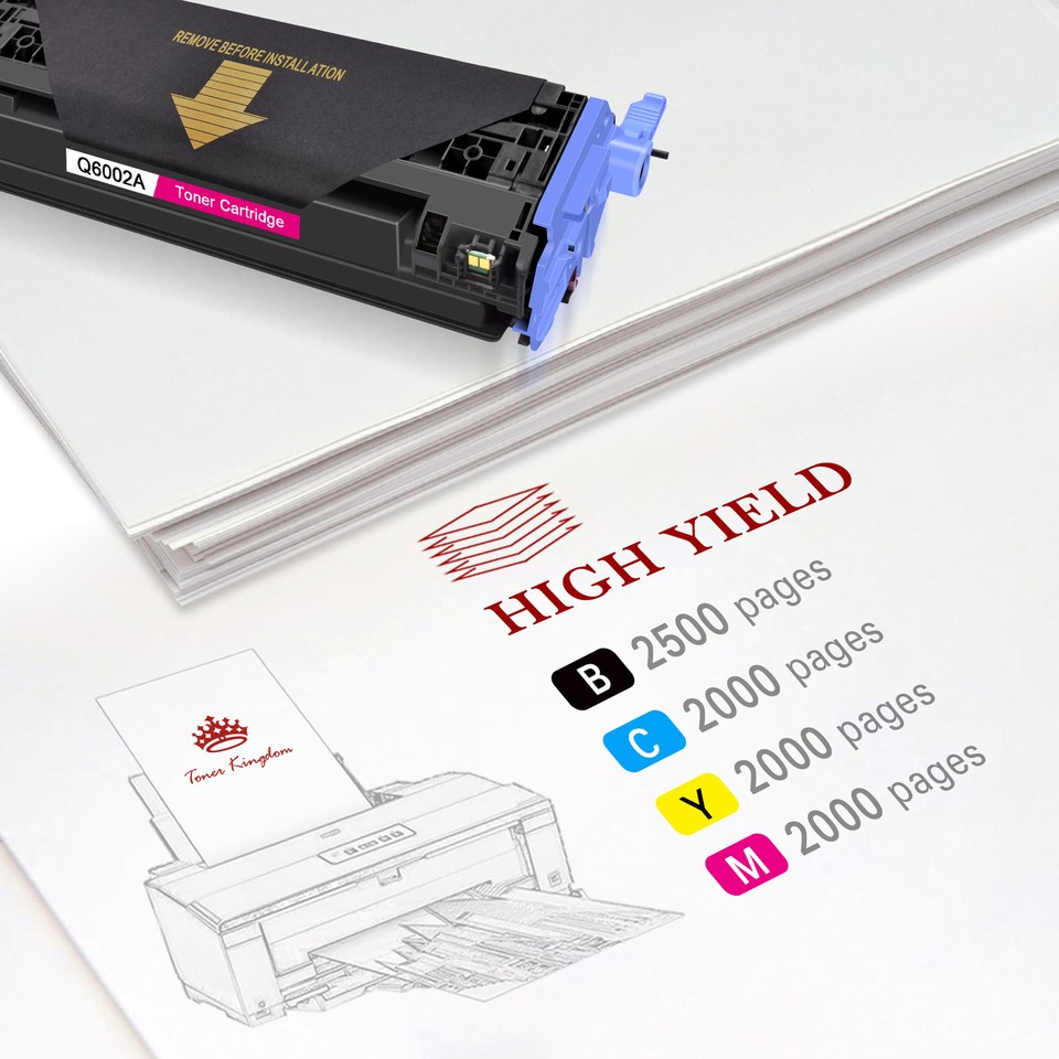 4 Toner Q6000A -3A Set Fits HP 124A Laserjet 1600 2600 2600n 2605dn ...