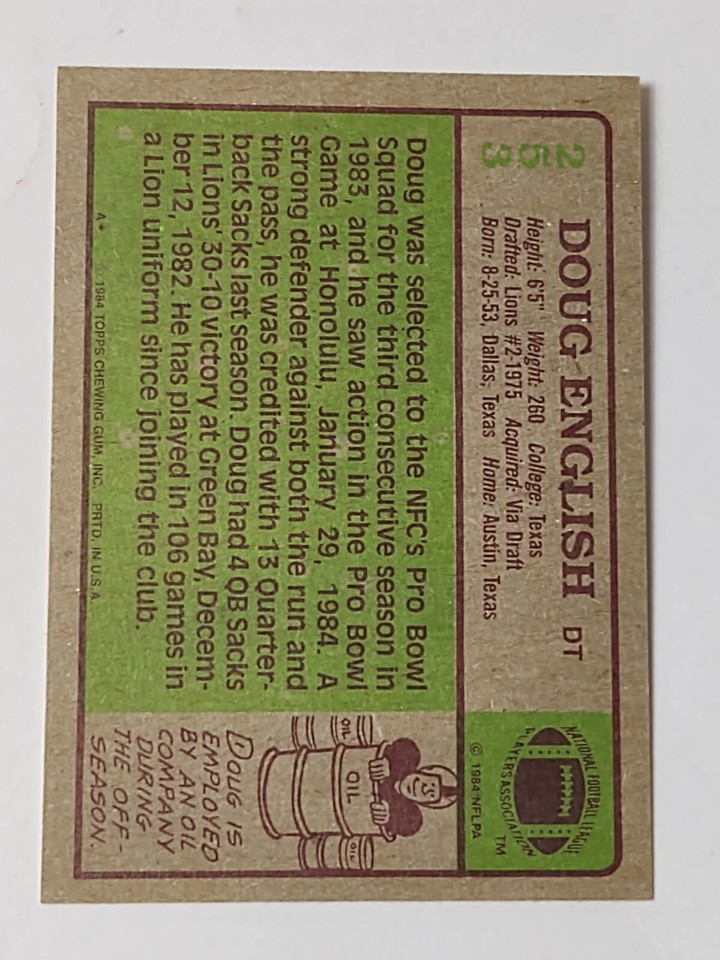 1984 TOPPS DOUG ENGLISH #253 CARD $0.99 VALUE BOX | eBay