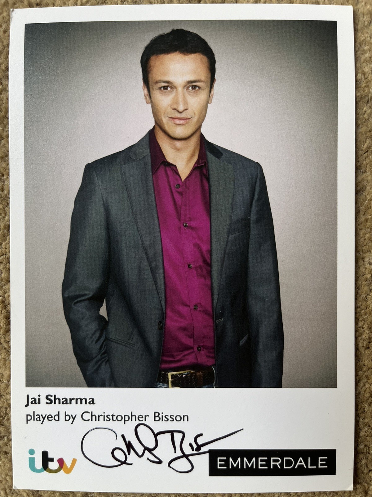 ITV Emmerdale Jai Sharma Signed Undedicated Promo Cast Card Christopher ...
