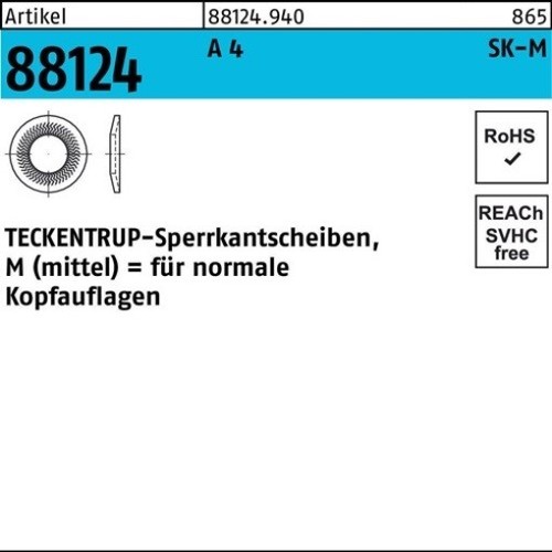 1000er PACK(Stk) TECKENTRUP 088124940000040000 Sperrkantscheibe R 88124 ...