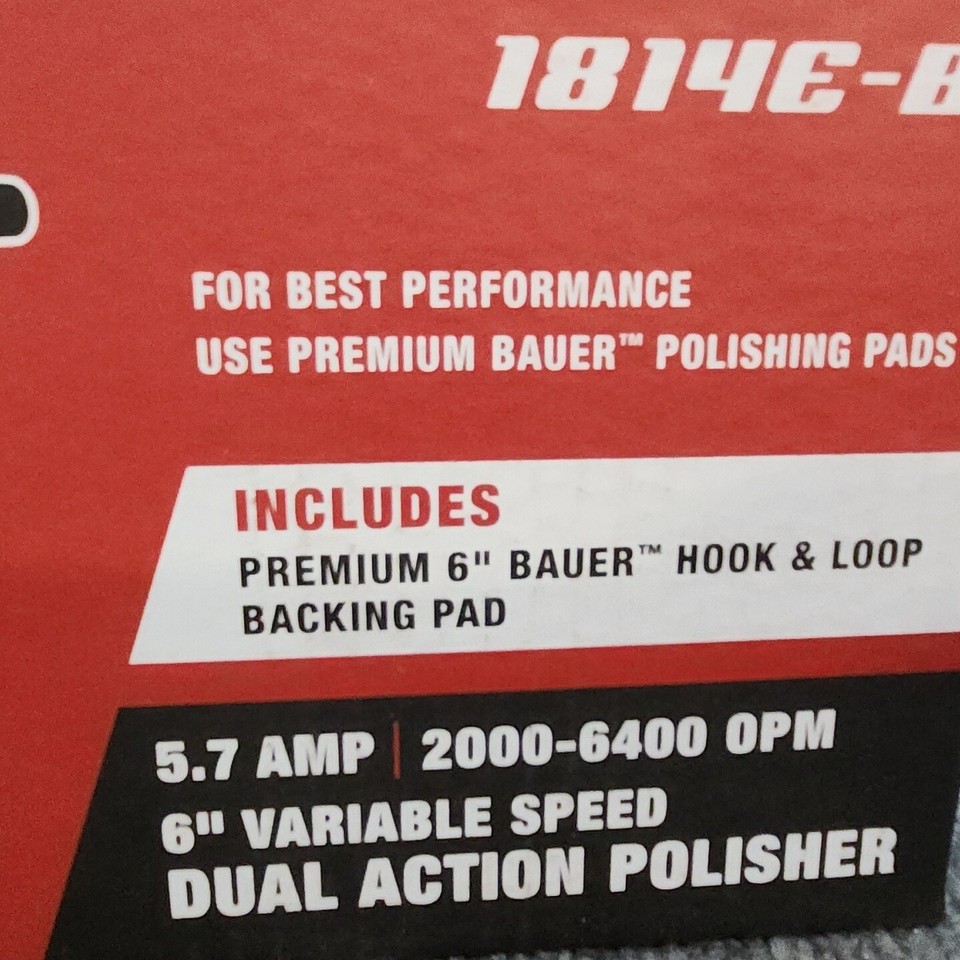 Bauer 5.7 AMP 6" Polisher Car Buffer Dual Orbital Sander Detail Paint ...