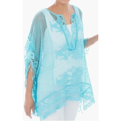 Chico's Sheer Macrame Sleeveless Top V-Neck One Size Swimsuit Cover-up ...
