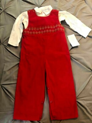 VIVE LA FETE NWT Ken Overall 4T Christmas Red Corduroy Smoked set of ...